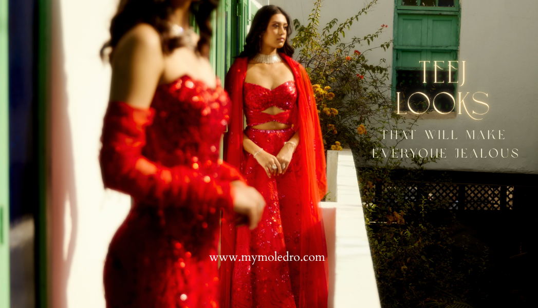 Teej Saree Collection 2025 | Teej Green Dresses for Ladies – MOLEDRO